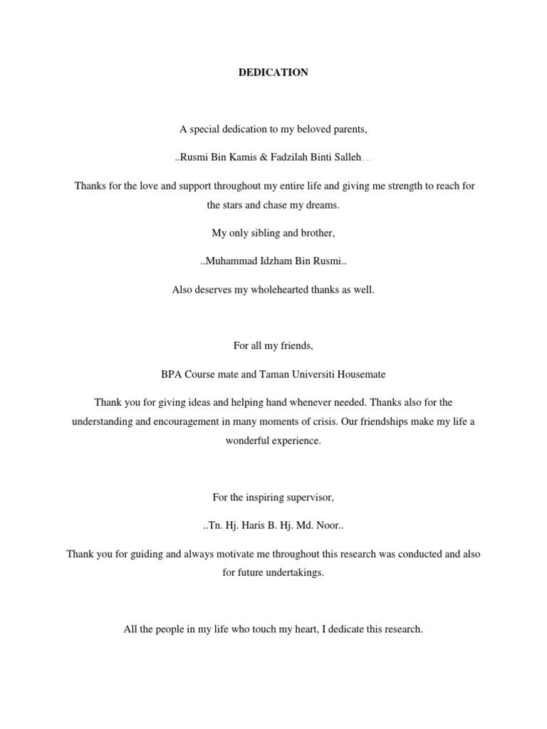 Dedication, Acknowledgement, Abstract | PDF | Quantitative Research ...