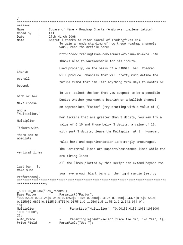 Gann Nine Amibroker Code | PDF | Computer Programming | Teaching Mathematics