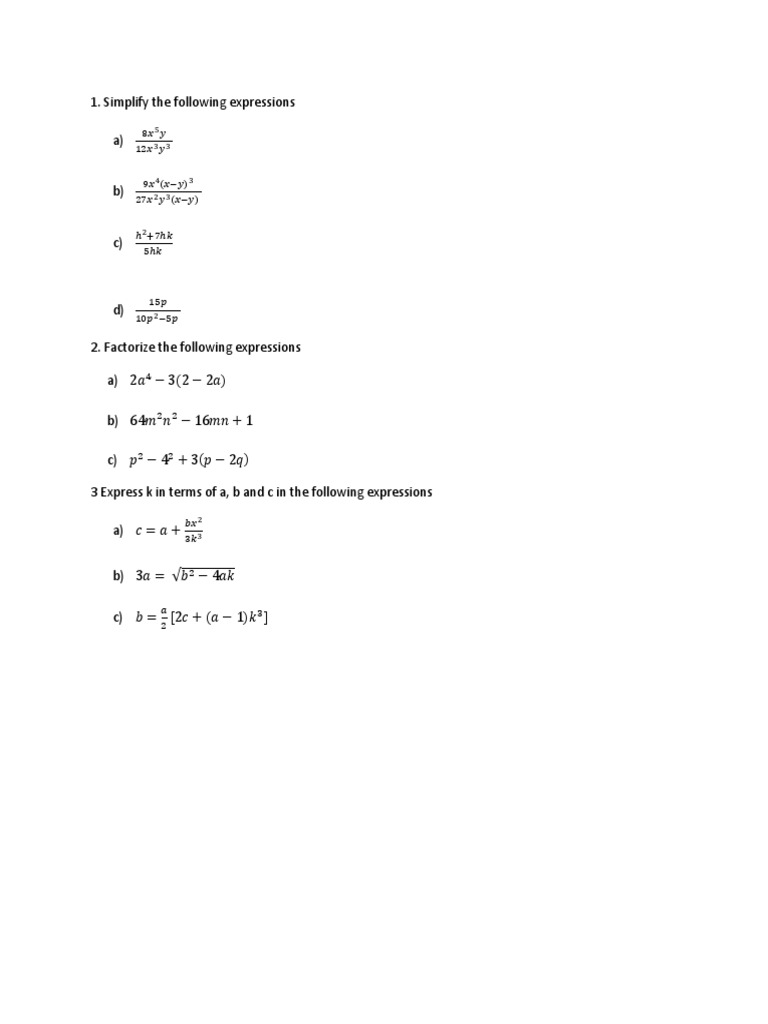Algebraic Fractions and Formulae | PDF | Fraction (Mathematics) | Algebra