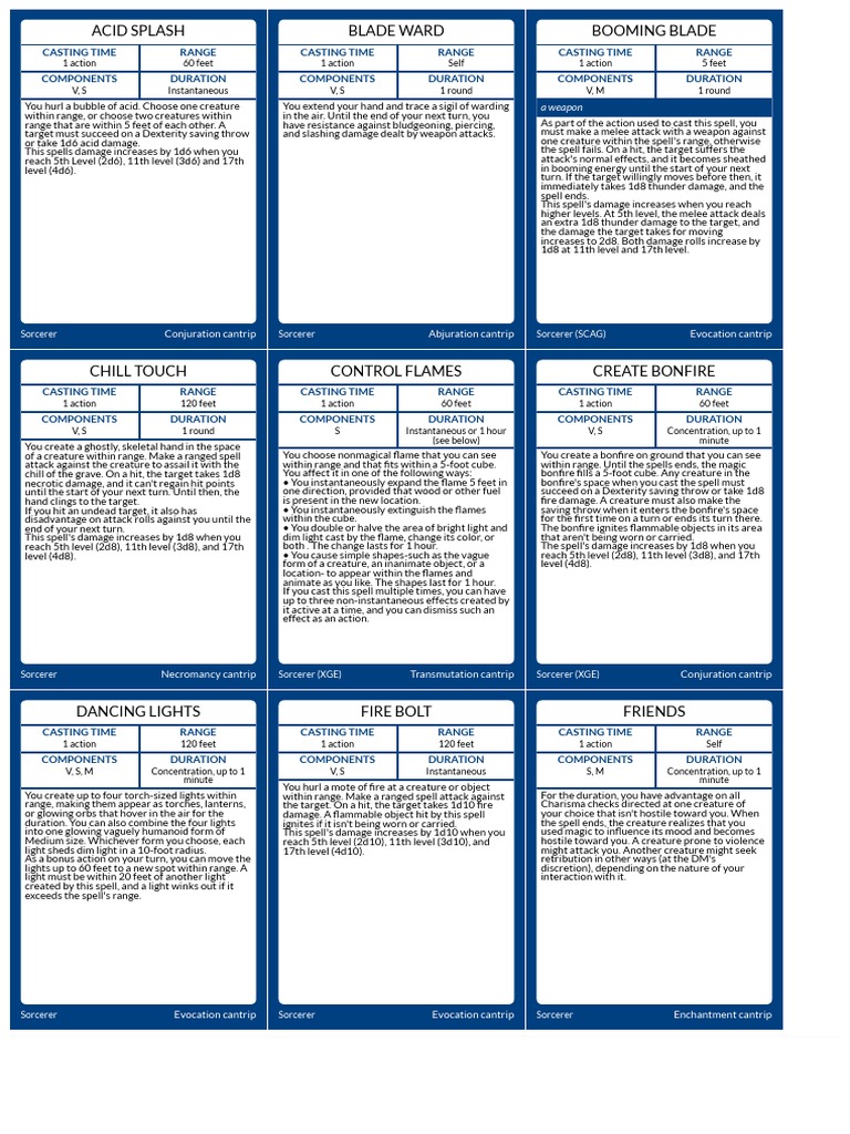 D&D Next Spellbook Card Generator | PDF | Nature
