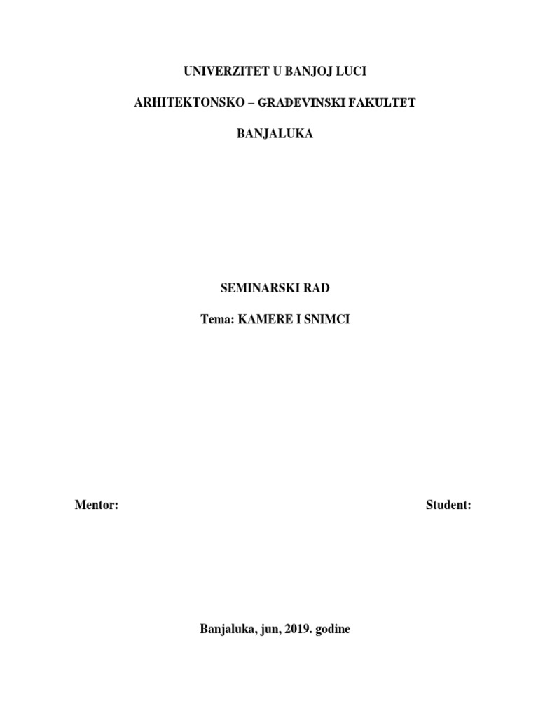 Kamere I Snimci | PDF