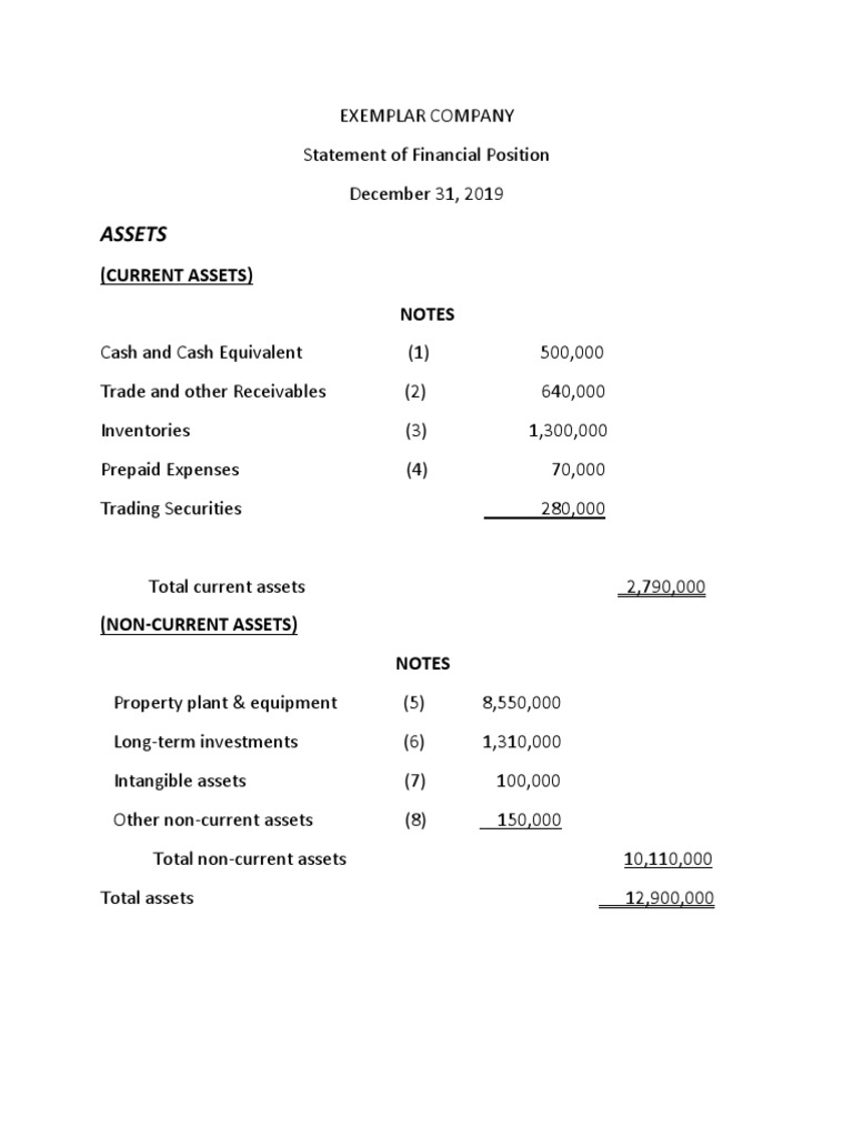 Exemplar Company Financial Position 2019 | PDF | Equity (Finance ...