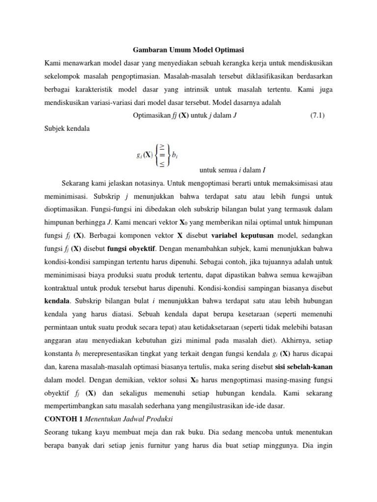 Gambaran Umum Model Optimisasi | PDF