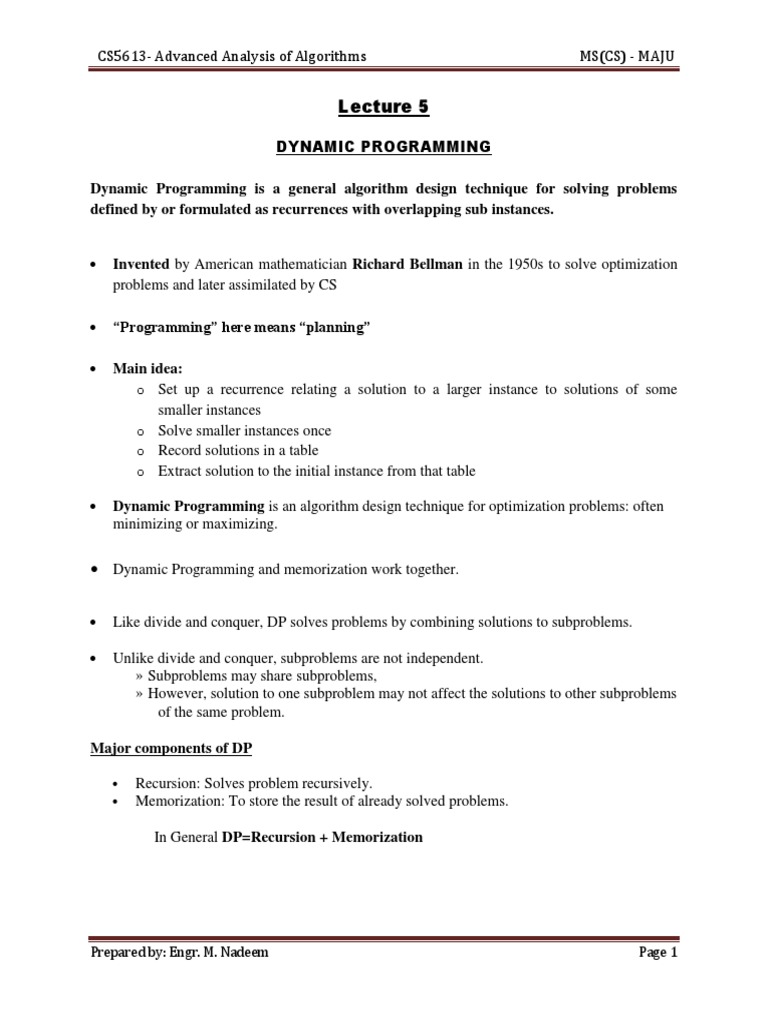 Algorithms Lecture Pdf Dynamic Programming Numerical Analysis 6125