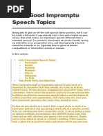 Unprepared Speech Topics Grade 10 | PDF | Human Communication