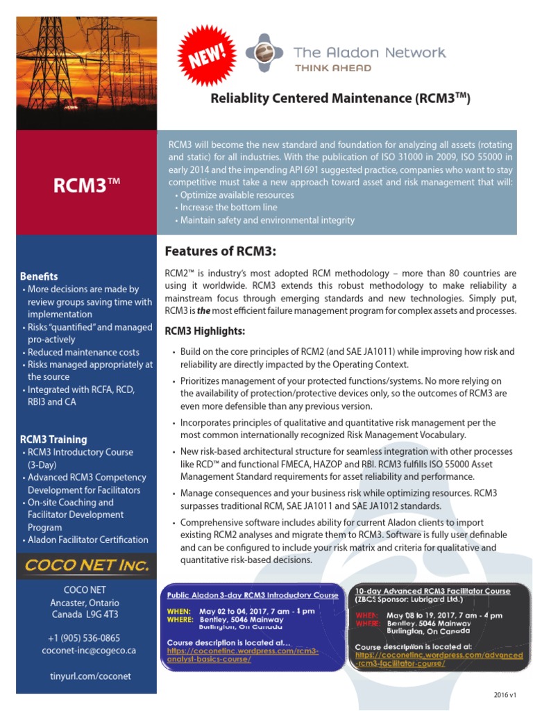 Rcm3 May 2017 Course Brochure v01 | PDF | Reliability Engineering ...