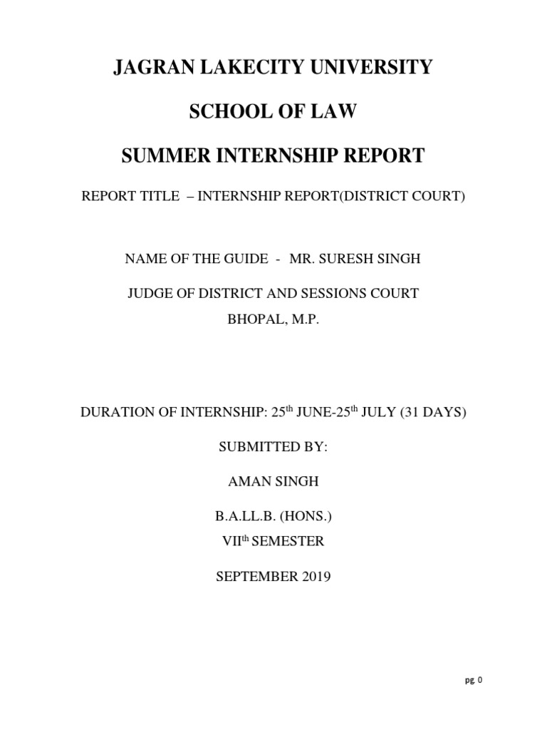 Internship Report of Bhopal District Court | PDF | Judge | Arrest