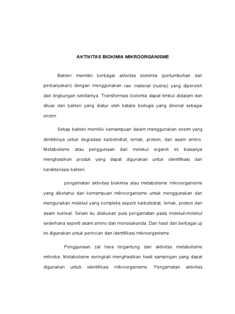 Aktivitas Biokimia Mikroorganisme PDF | PDF