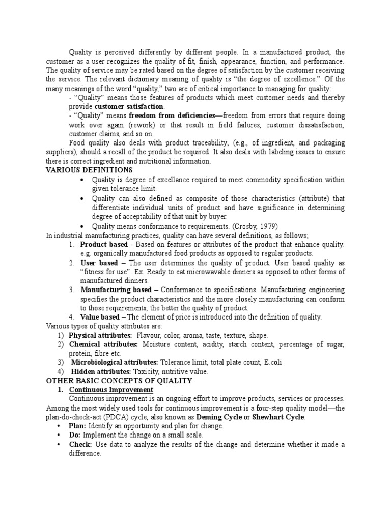 Food Quality | PDF | Quality Assurance | Quality Management