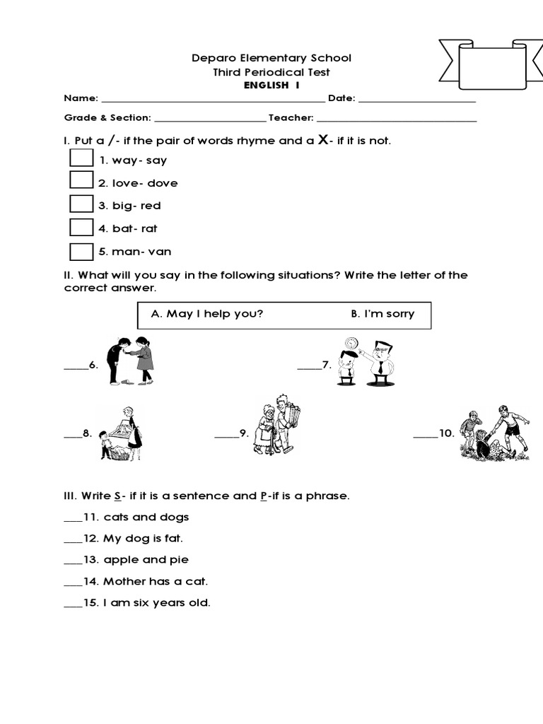 3rd Periodical Test English 1 | PDF