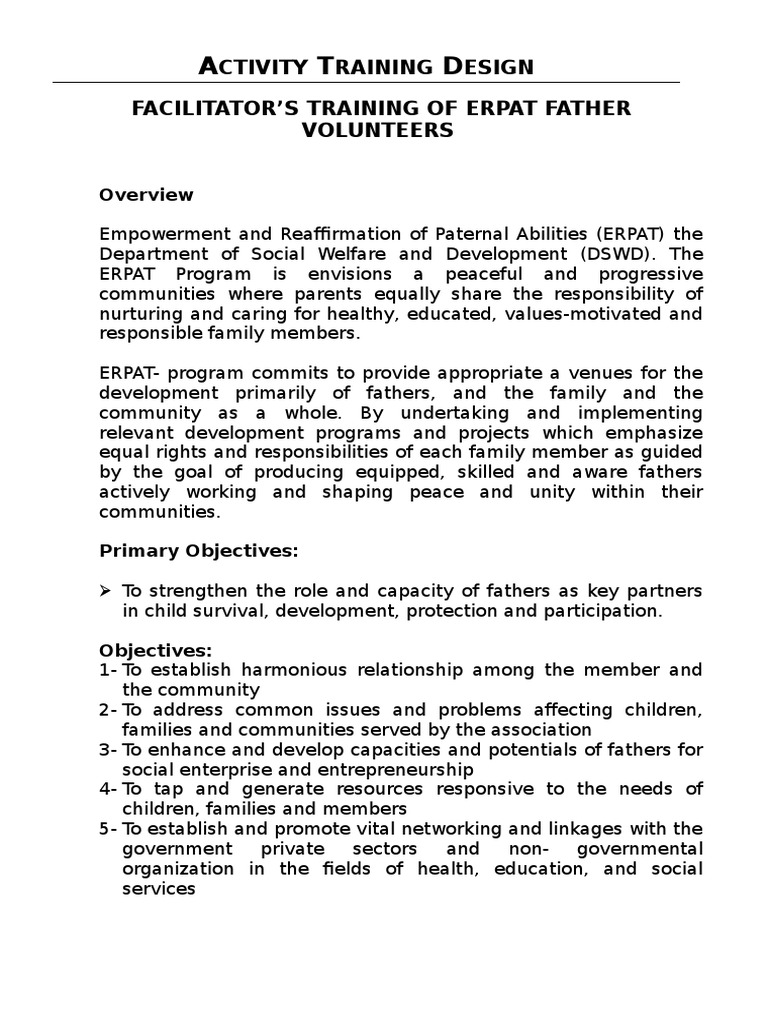 ERPAT Training for Filipino Fathers | PDF | Family | Father