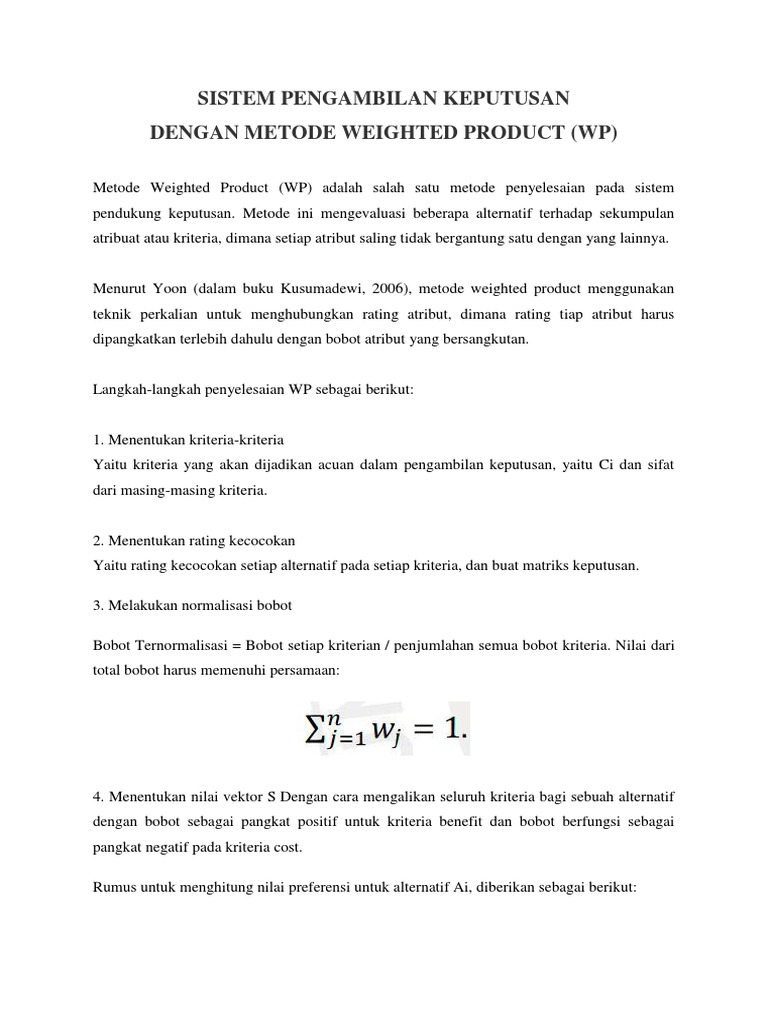 Metode Weighted Product Pdf