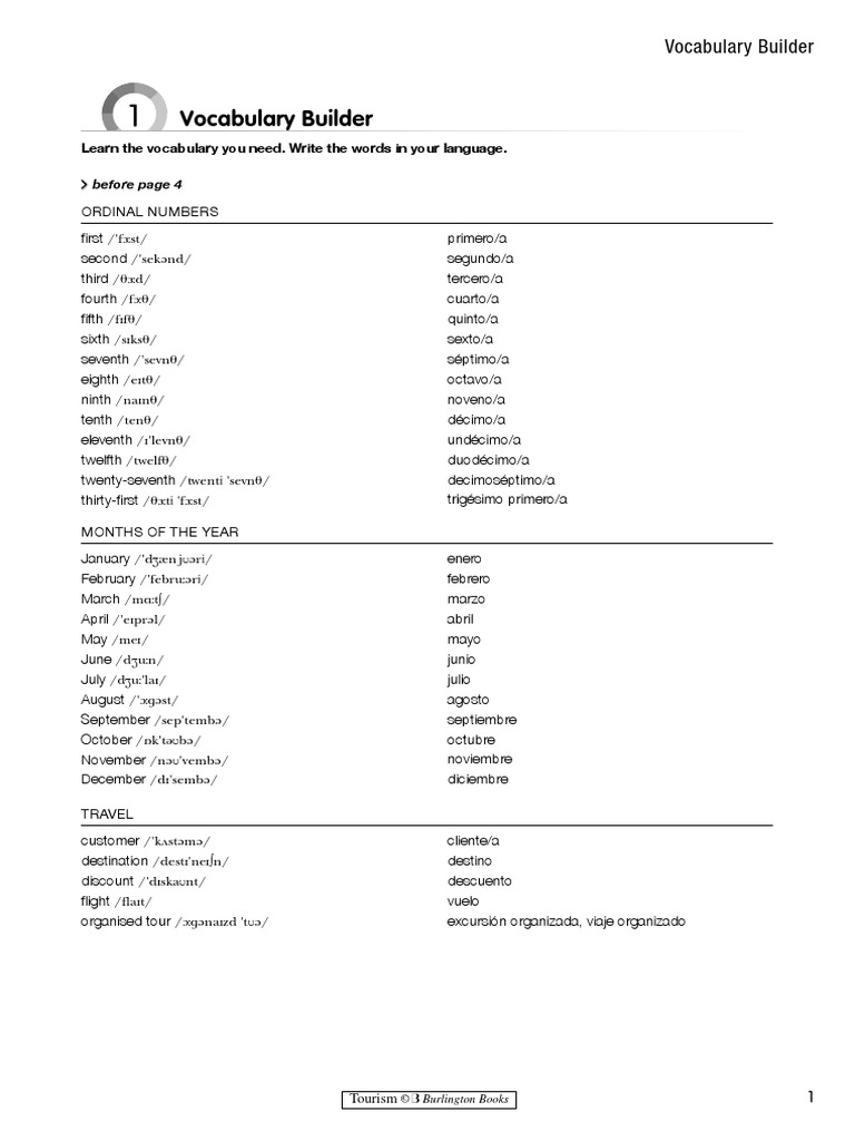Vocabulary Builder PDF | Descargar gratis PDF | Transporte | Hotel y ...