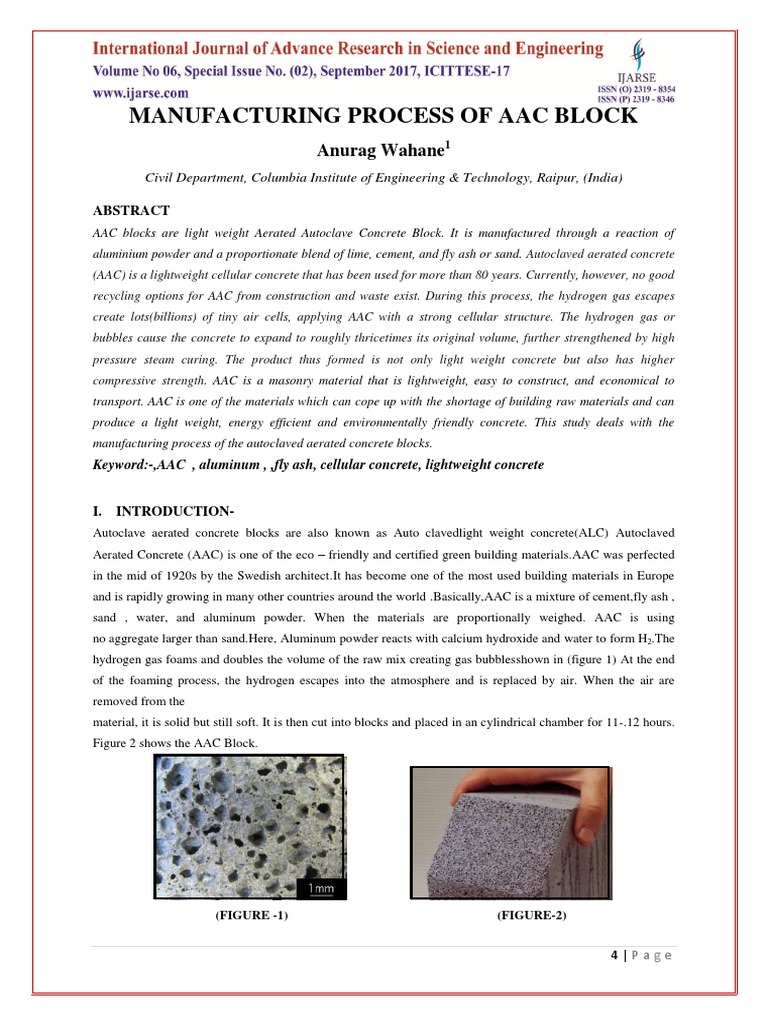 Manufacturing Process of Aac Block: Anurag Wahane | PDF | Cement ...