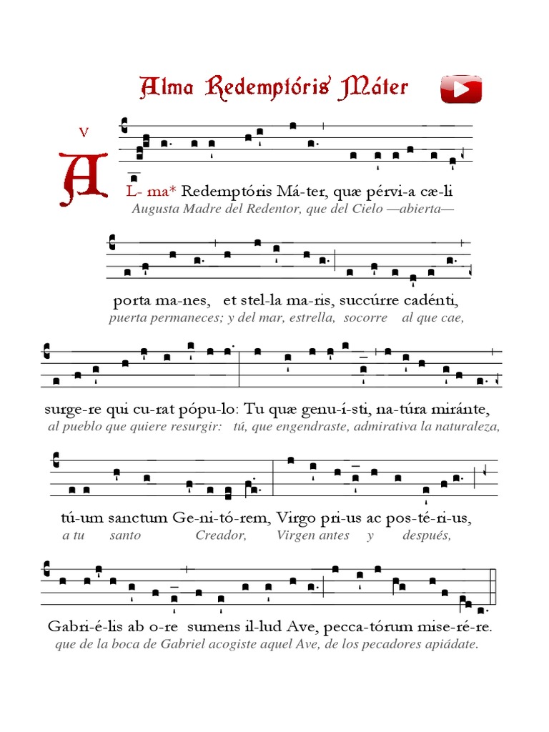 Letra y traducción de "Alma Redemptoris Mater" | PDF | Métodos y ...