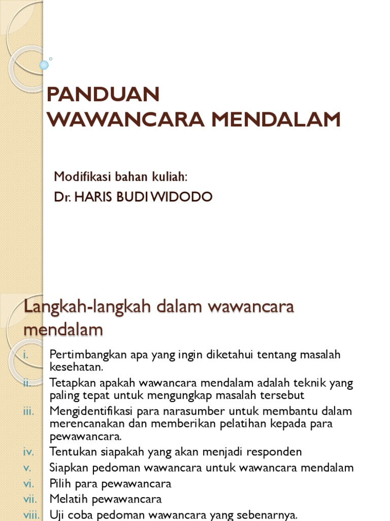 Panduan Wawancara Mendalam by Dela | PDF
