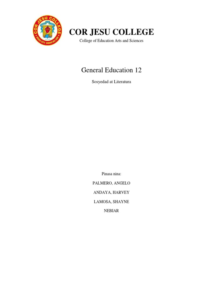 Cor Jesu College: General Education 12 | PDF