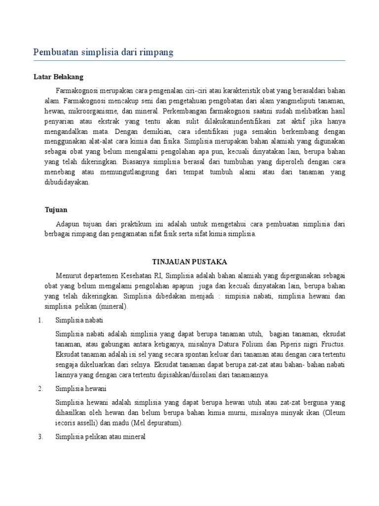 Rangkuman Simplisia Rimpang | PDF
