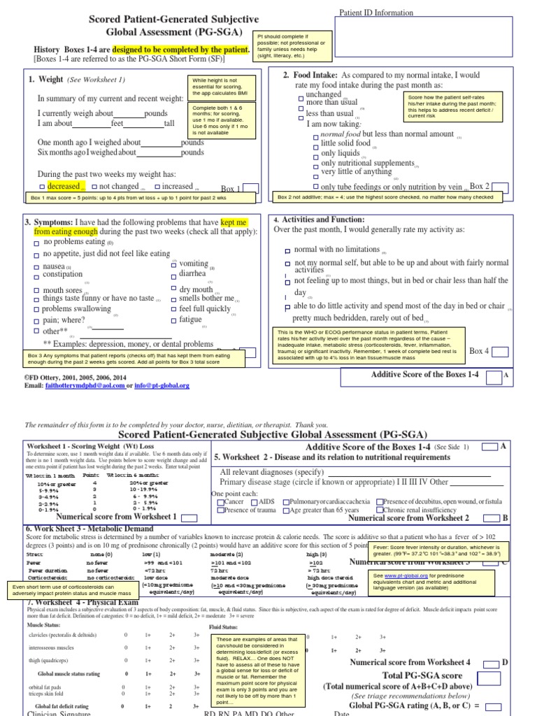 Form Pg-Sga PDF | PDF | Malnutrition | Eating