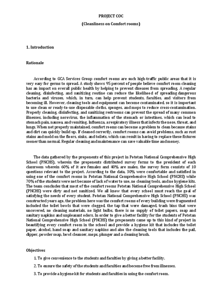 Project Coc (Cleanliness On Comfort Rooms) | PDF | Sanitation | Public ...