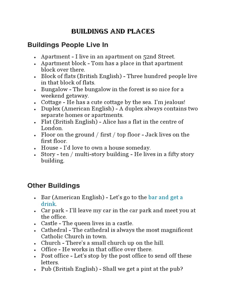 Buildings and Places: Buildings People Live in | PDF | Apartment | Resort