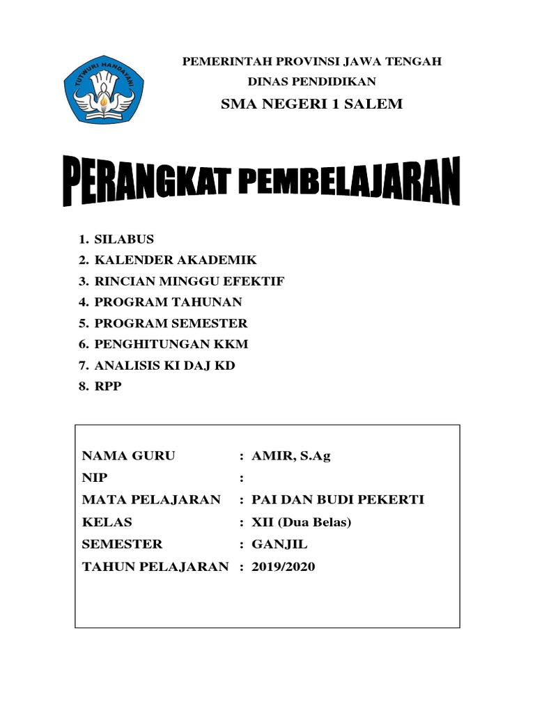 Desain Cover Perangkat Pembelajaran PAI | PDF