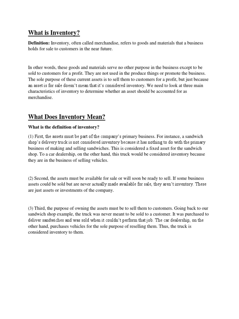 What Is Inventory?: Definition: Inventory, Often Called Merchandise ...