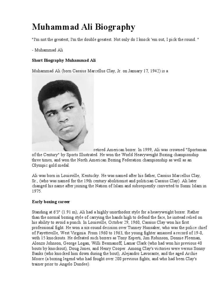 Muhammad Ali: A Comprehensive Biography | PDF | Muhammad Ali | Middleweight