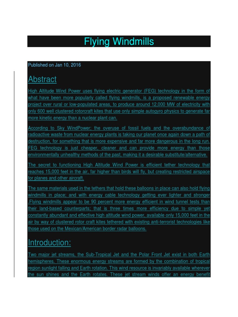 Flying Windmills | PDF | Global Positioning System | Wind Power