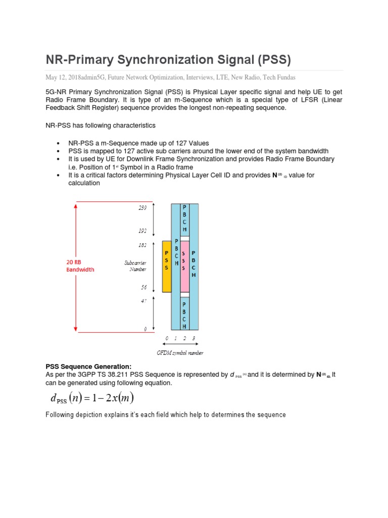 Nr Primary Synchronization Signal Pss 5g Pdf