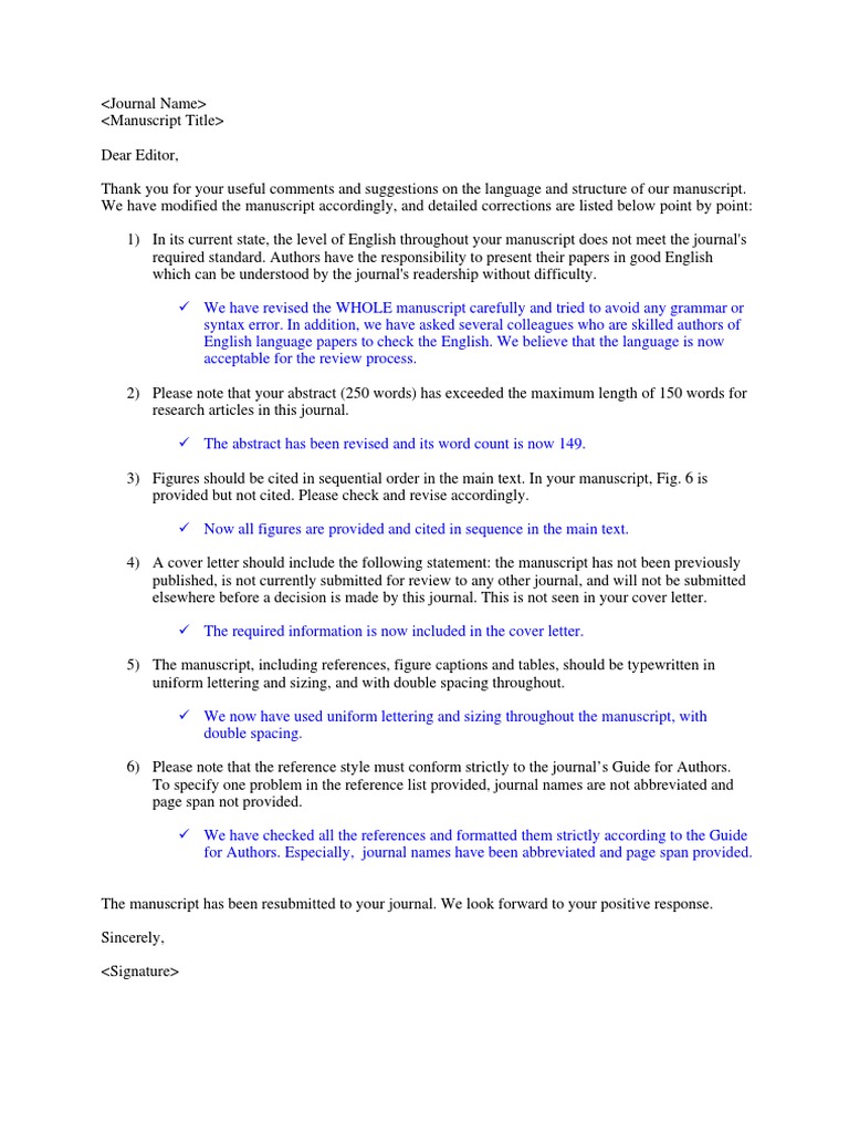 258-Sample Response To Technical Check Results PDF | PDF | Manuscript ...