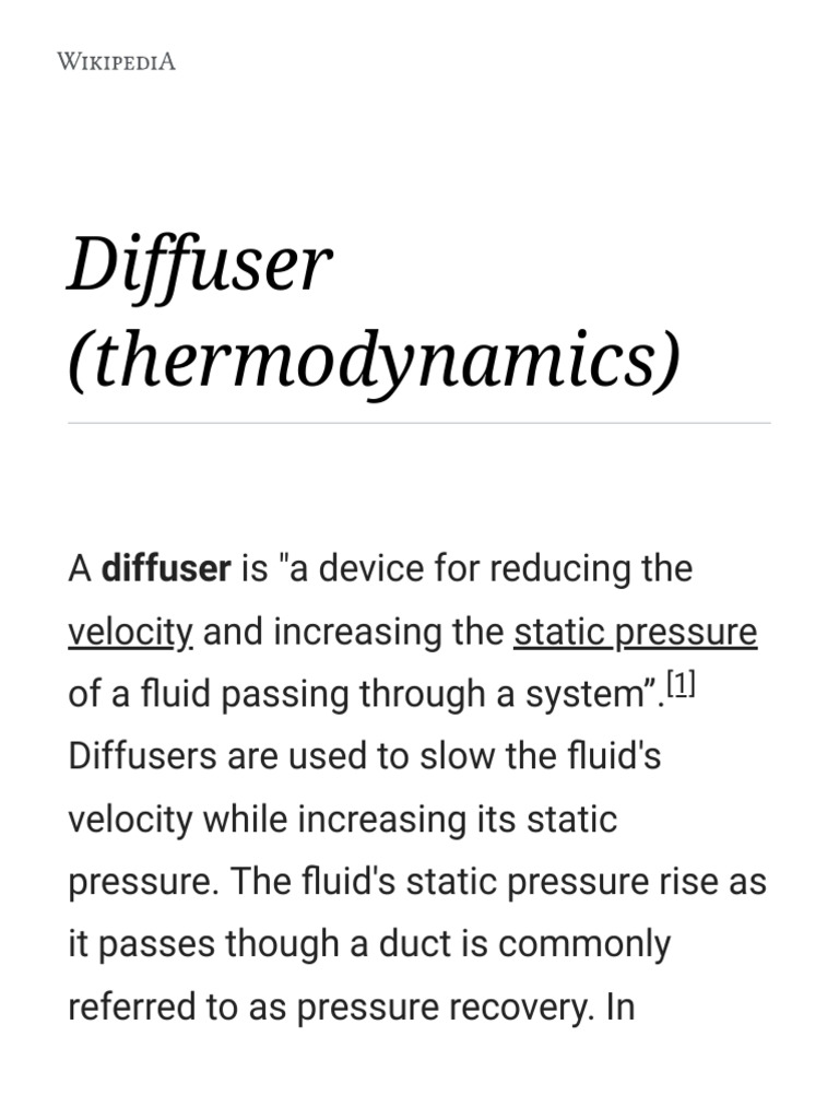 Diffuser (Thermodynamics) - Wikipedia PDF | PDF | Phases Of Matter ...