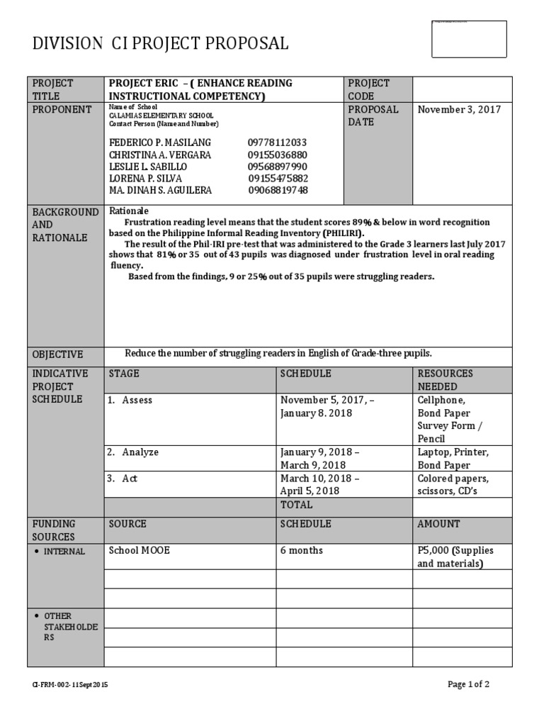Division Ci Project Proposal: Project Eric - (Enhance Reading ...