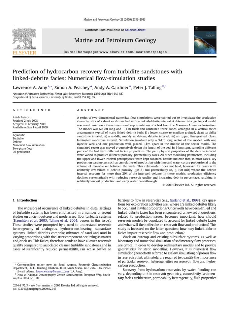 Prediction of Hydrocarbon Recovery From Turbidite Sandstones With ...