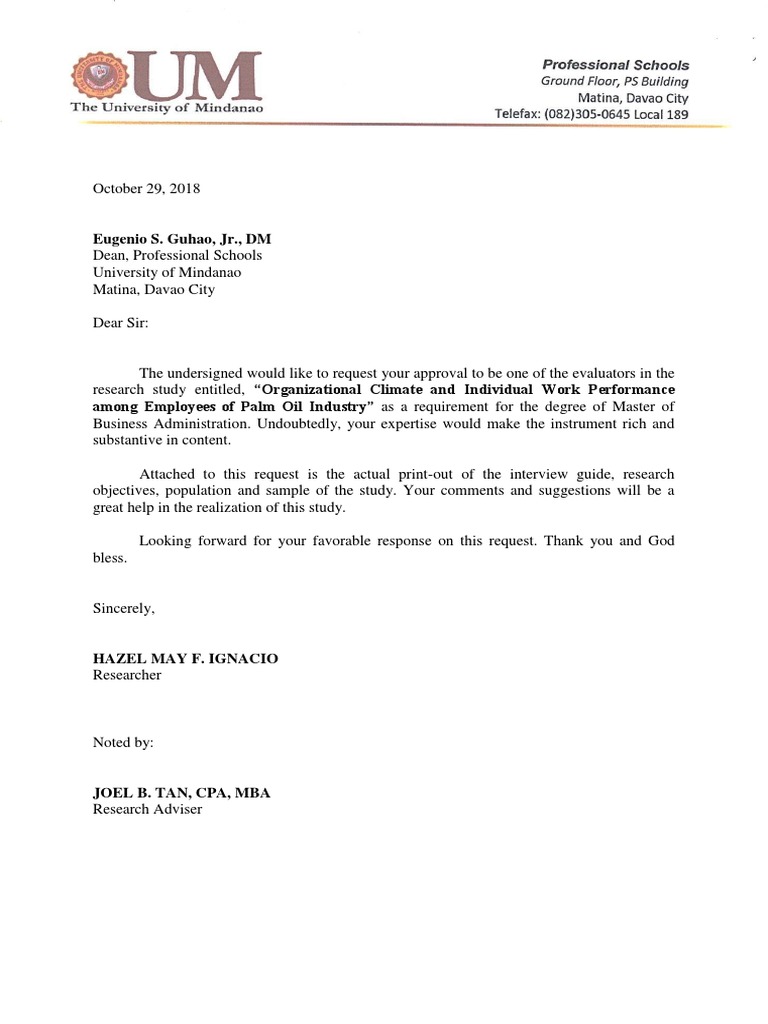 Letter To Validators | PDF | Educational Assessment And Evaluation ...