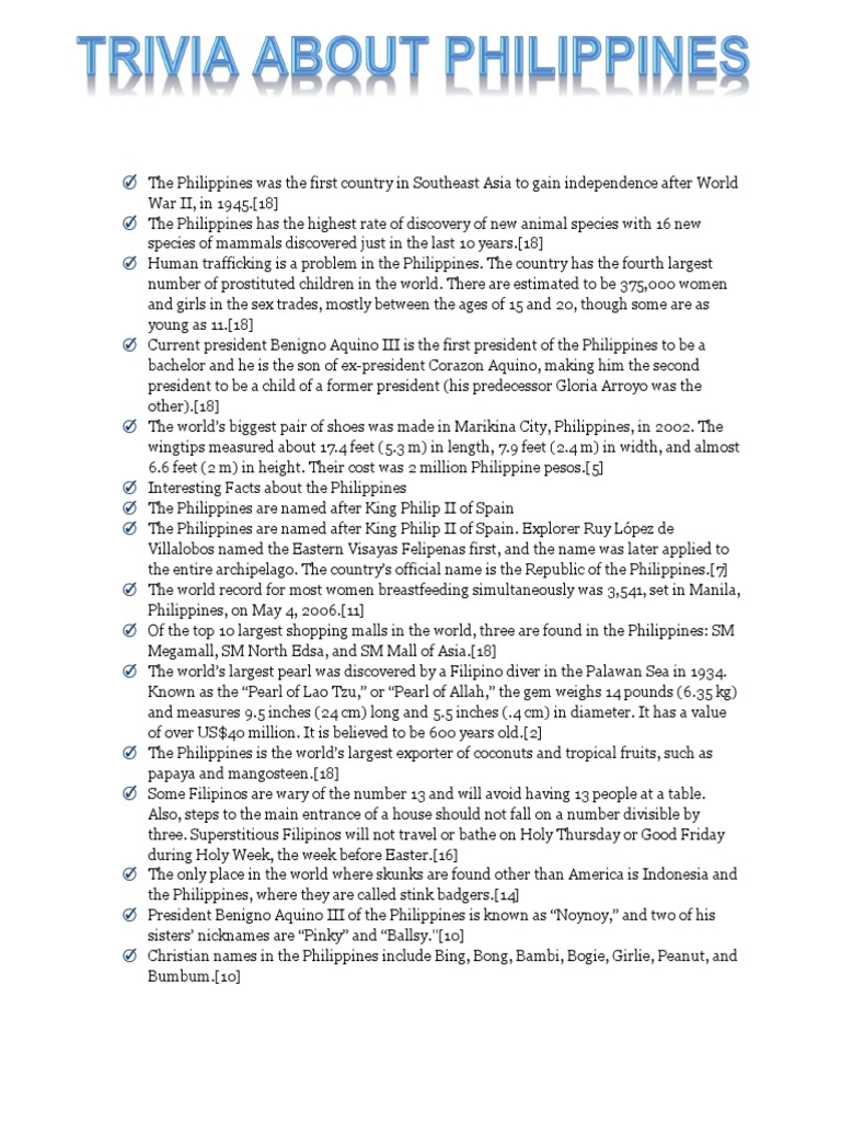 Trivia About Philippines | PDF | Philippines