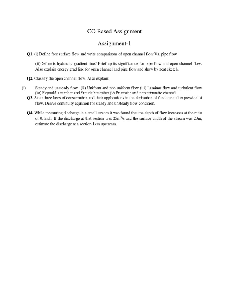 Co Based Assisgnmen T Ocf | PDF | Fluid Dynamics | Slope