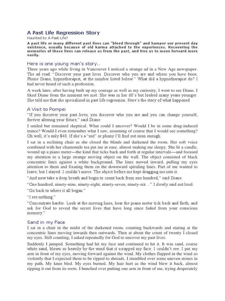 A Past Life Regression Story 1 | PDF | Past Life Regression