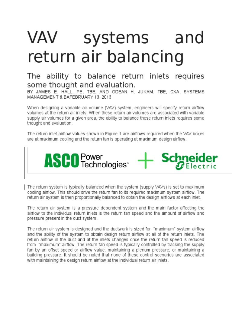 VAV System Air Balancing | Download Free PDF | Duct (Flow) | Heat Transfer