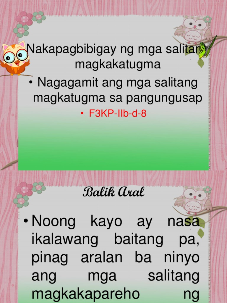 Salitang Magkakatugma | PDF