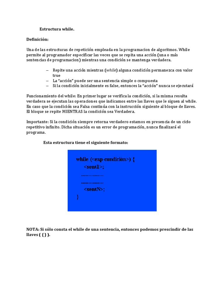 Estructura de Repetición While | PDF | Programación de computadoras ...