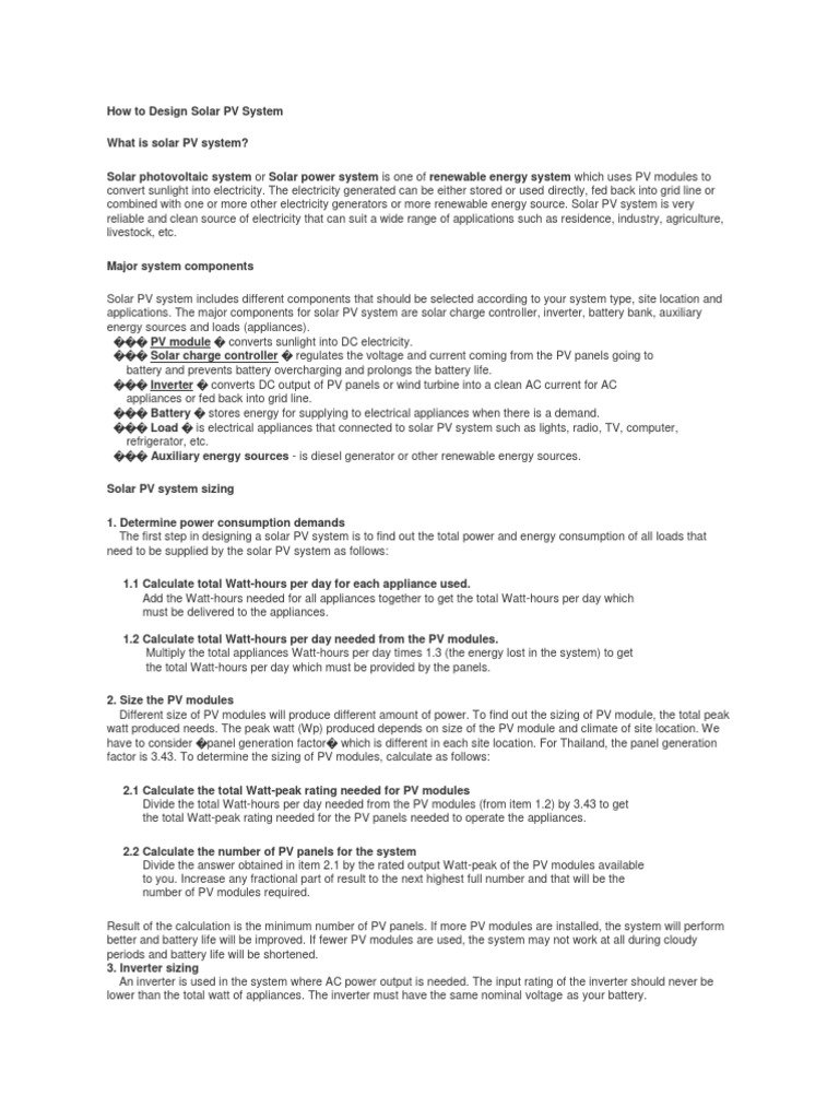 Solar PV System Design Guide | PDF | Photovoltaic System | Solar Power