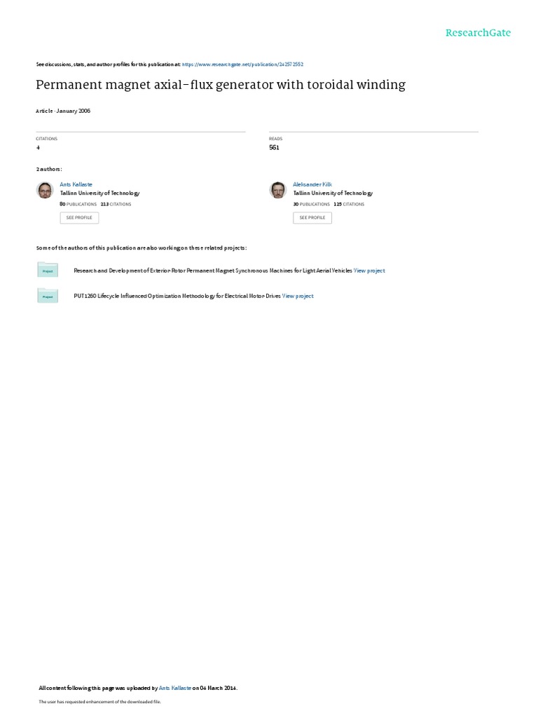 Axial Flux | PDF | Electric Generator | Magnetic Field