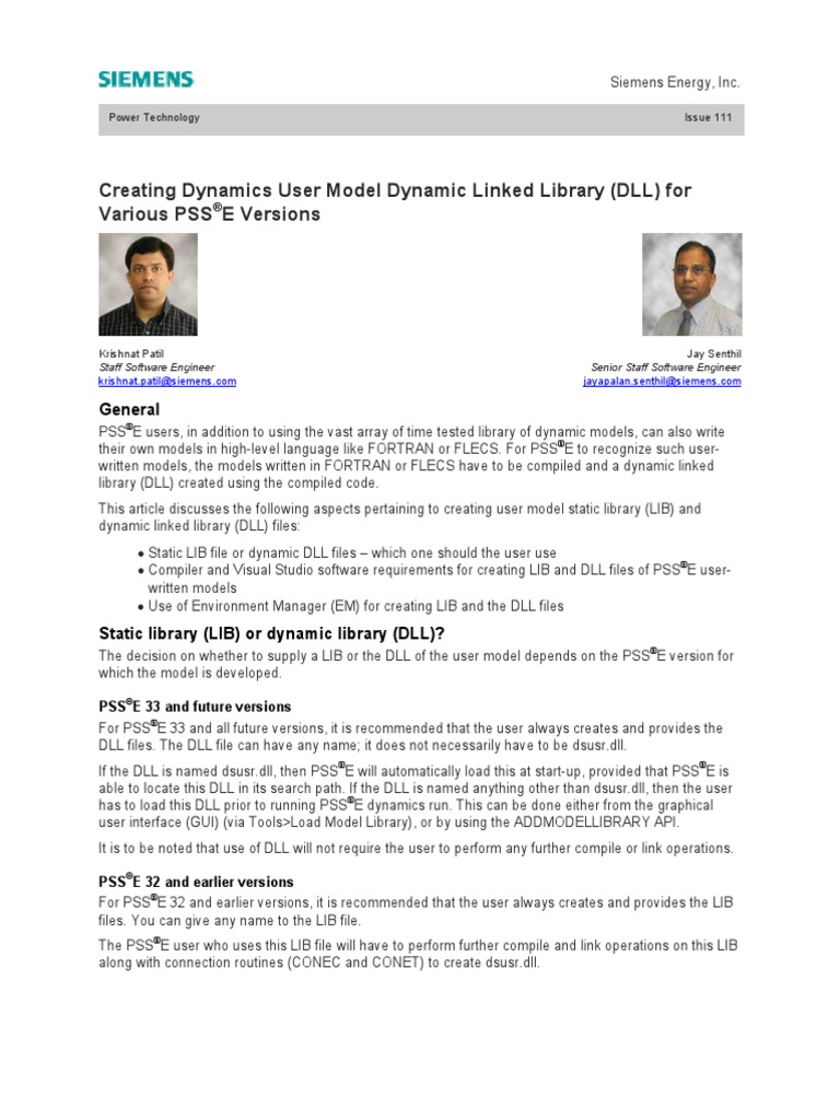 Creating Dynamics User Model Dynamic Linked Library (DLL) For Various ...