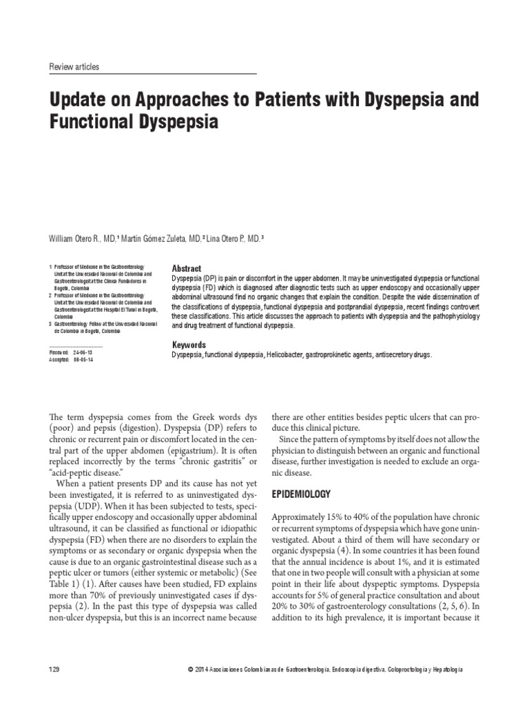 William, Update On Approaches To Patients With Dyspepsia and Functional Dyspepsia | PDF ...