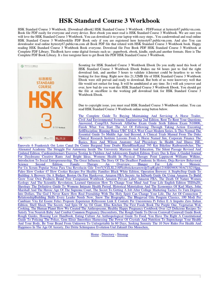 HSK Standard Course 3 Workbook | PDF | E Books | Books