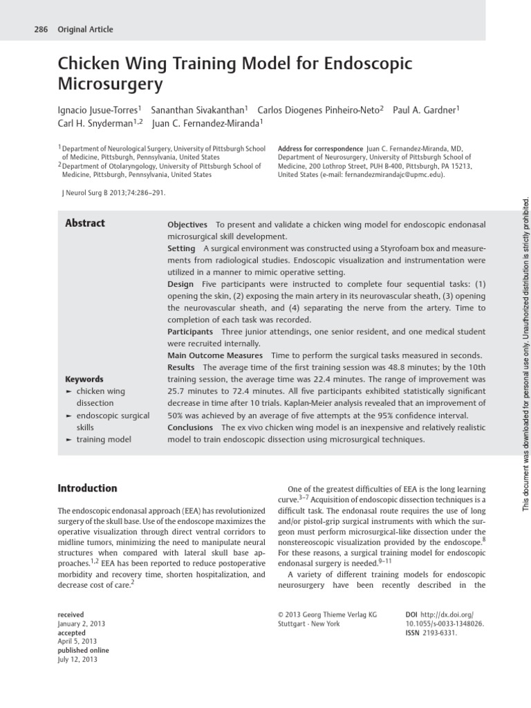 Chicken Wing For Endosocpic Microsuregry | PDF | Neurosurgery | Surgery