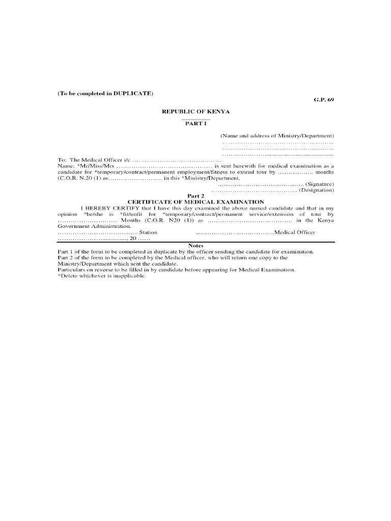 TSC Gp69 Medical Examination Form | PDF