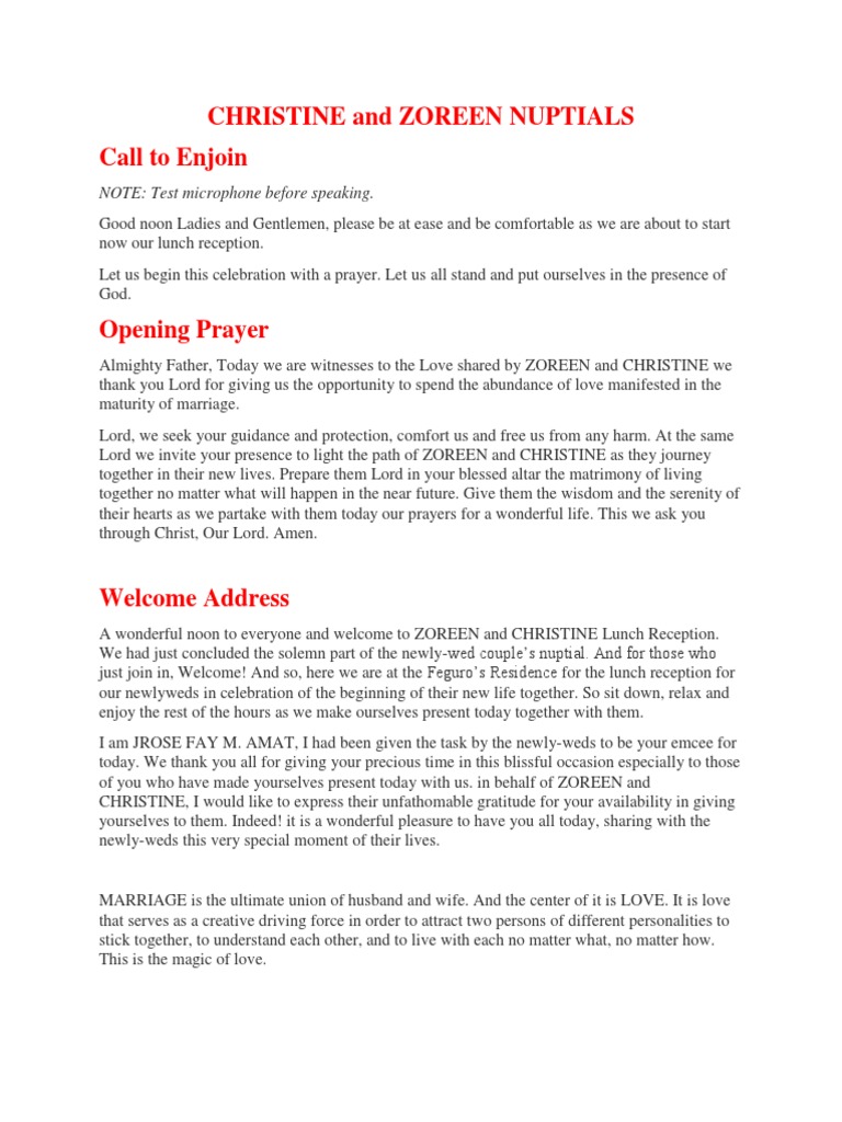 CHRISTINE and ZOREEN NUPTIALS | PDF | Bridesmaid | Groomsman