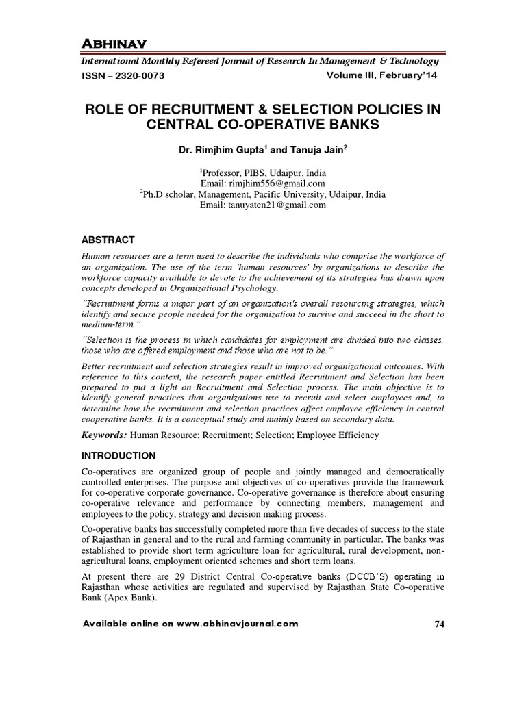 Recruitment and Selection Policies | PDF | Recruitment | Cooperative